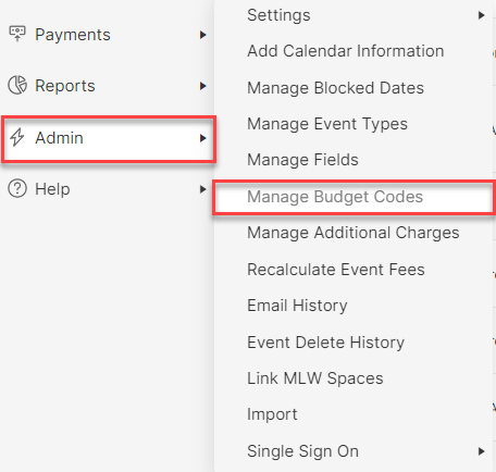 Manage Budget Codes – ML Schedules