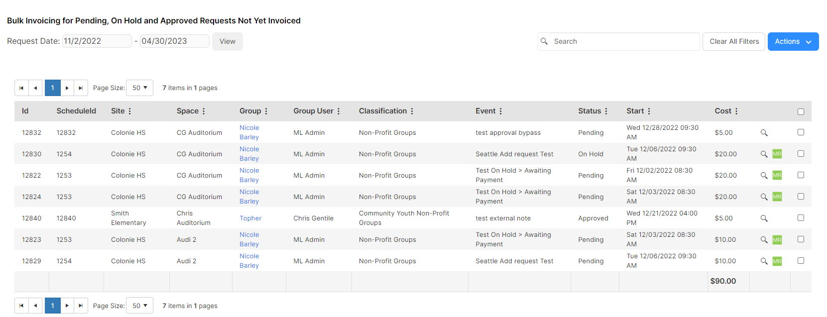Bulk Invoicing – ML Schedules
