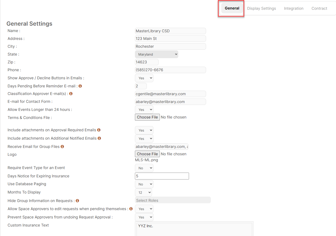 General Settings – ML Schedules