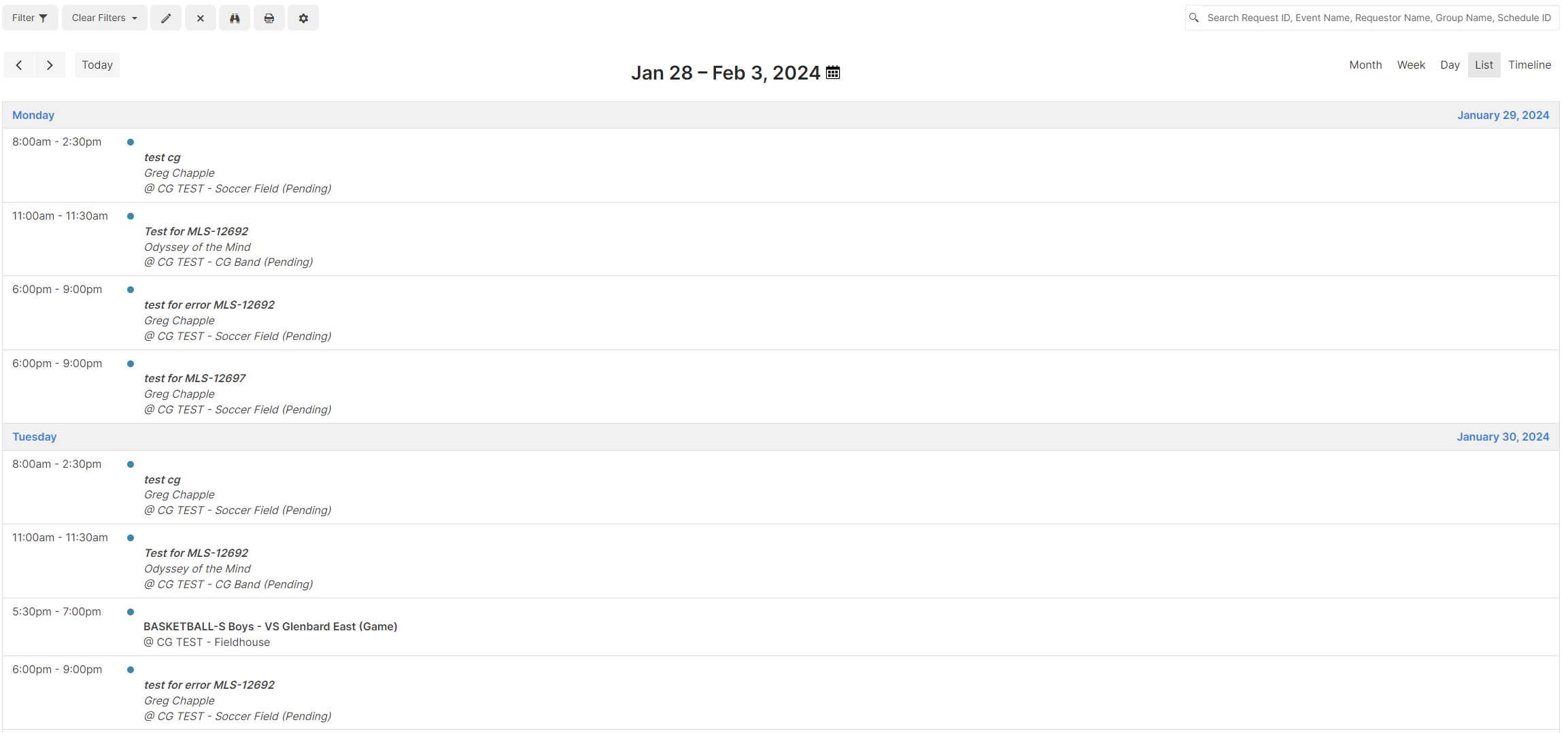 Viewing the Calendar – ML Schedules