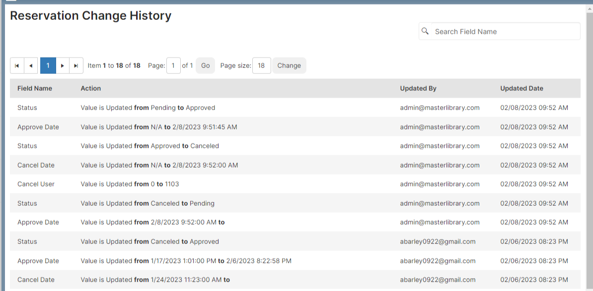 Request Change Log – ML Schedules